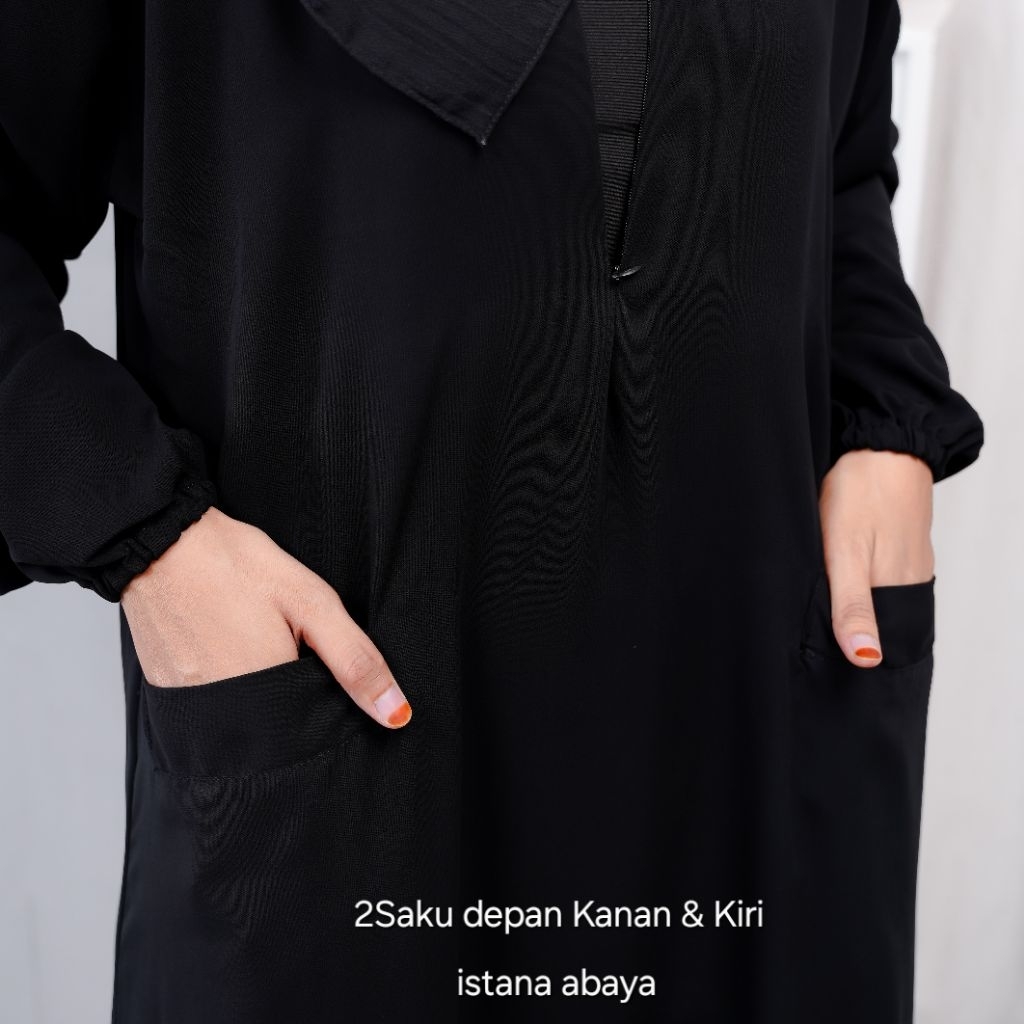 Jual Abaya Polos Basic Saudi Jetblack ori dg 2saku depan Cantik Cocok ...