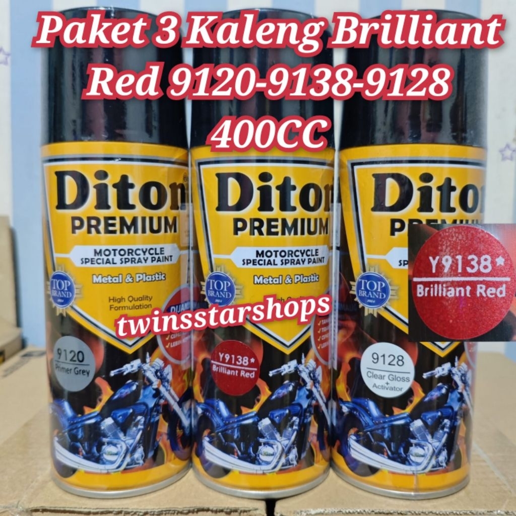 Jual Pilok Pylox Cat Diton Premium Paket 3 Kaleng Brilliant Red 9138 ...