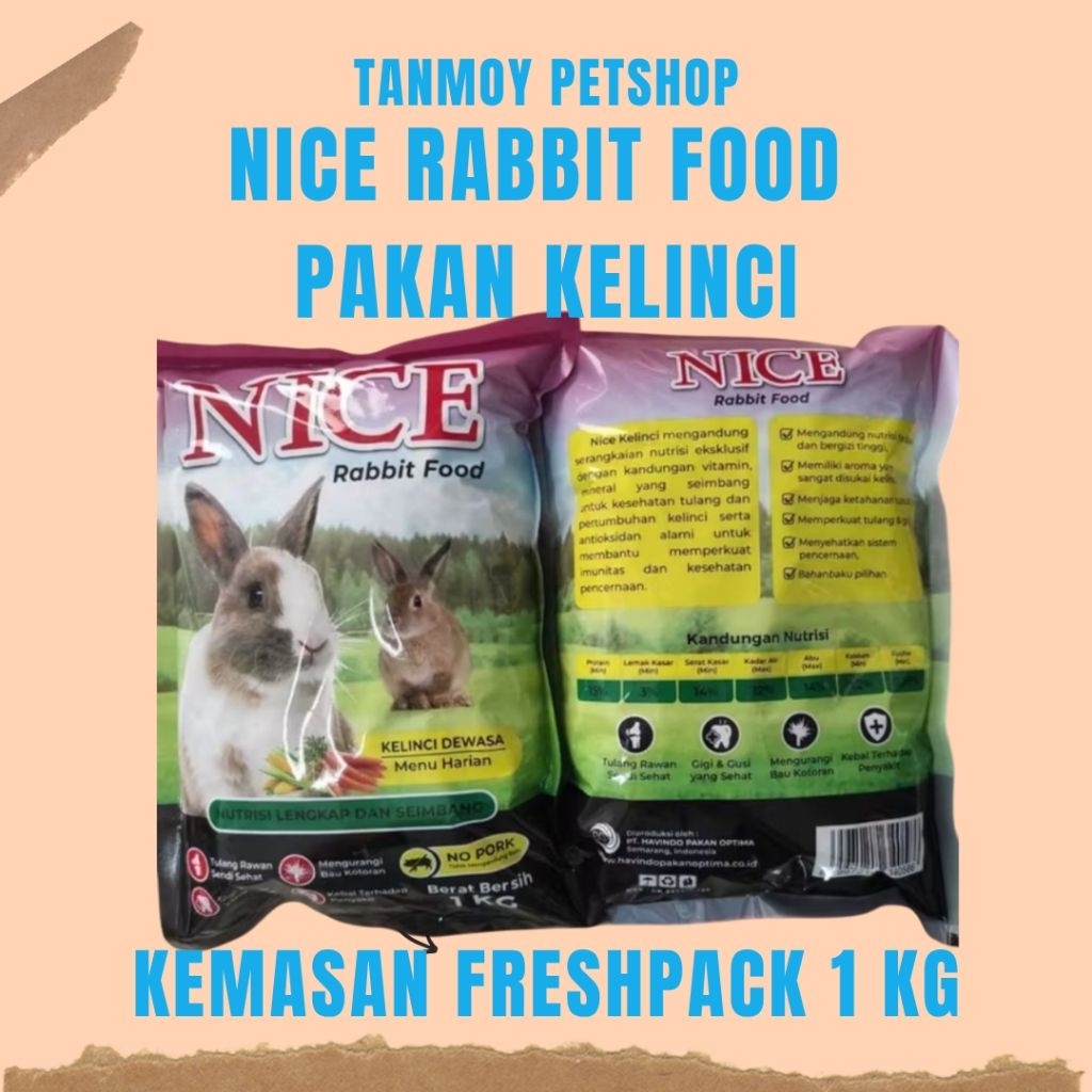 Jual NICE RABBIT FOOD | Pakan kelinci dewasa 1 kg | Shopee Indonesia