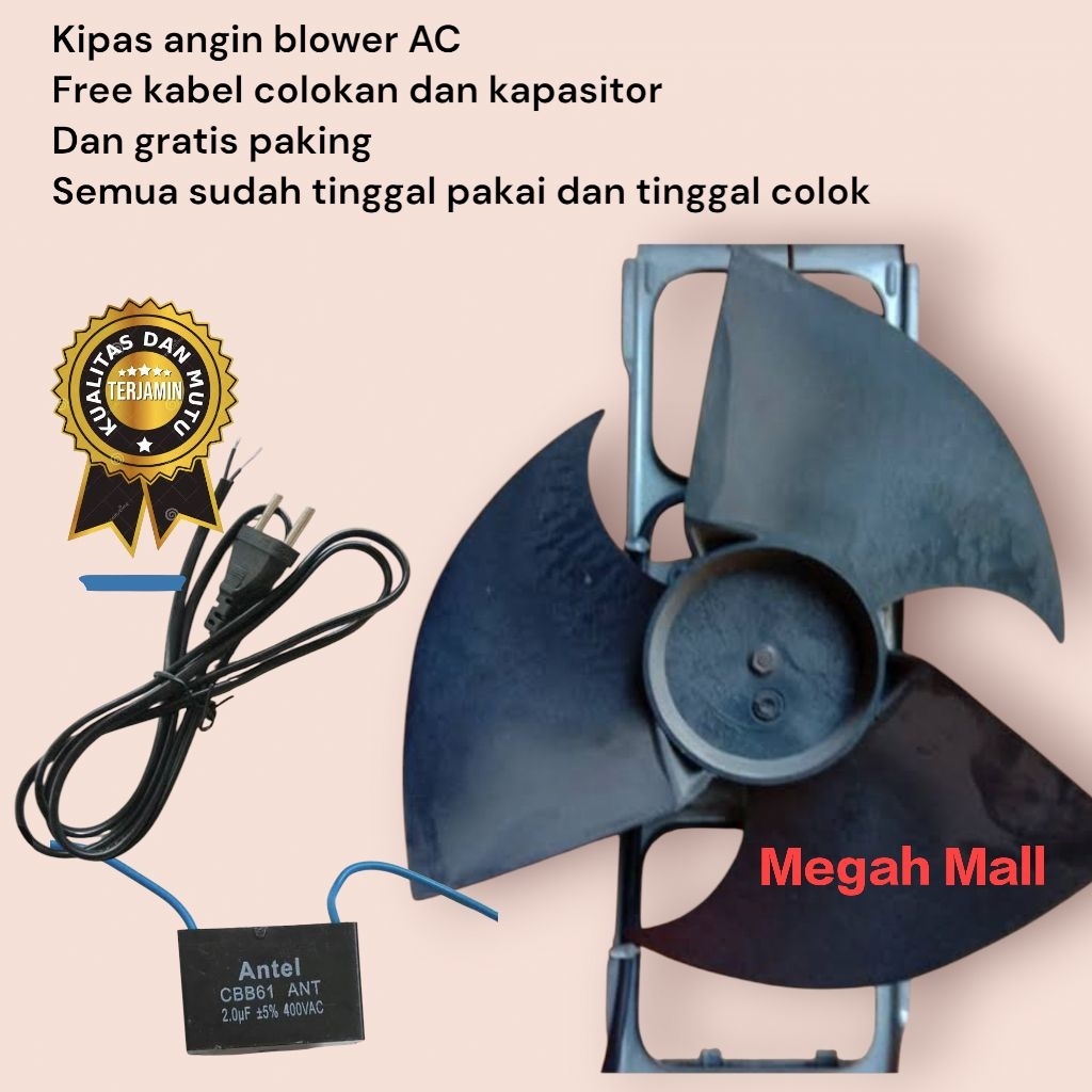 Jual KIPAS ANGIN BLOWER AC 1PK 3 DAUN DENGAN KABEL COLOKAN 1.5 M ...