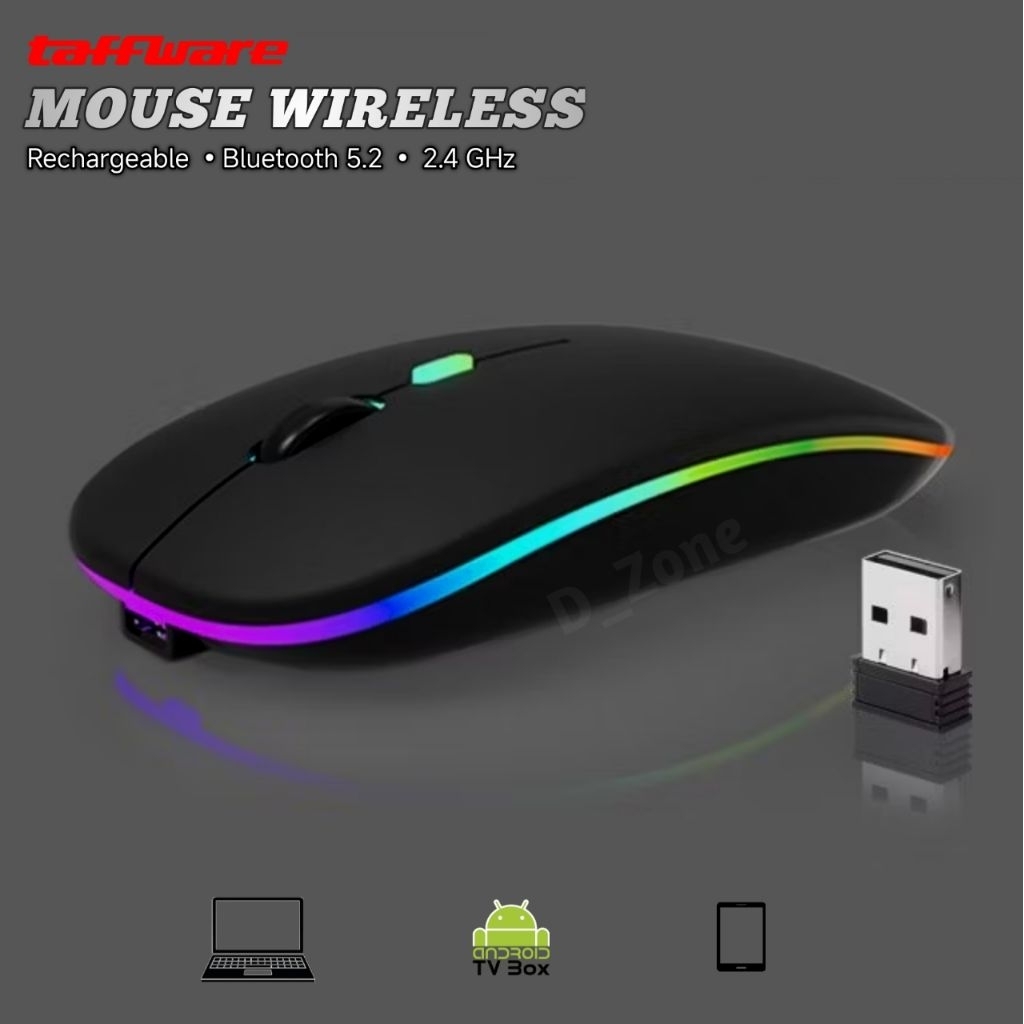 Jual Mouse Wireless Bluetooth Rechargeable Optical 2.4GHz Silent Click ...