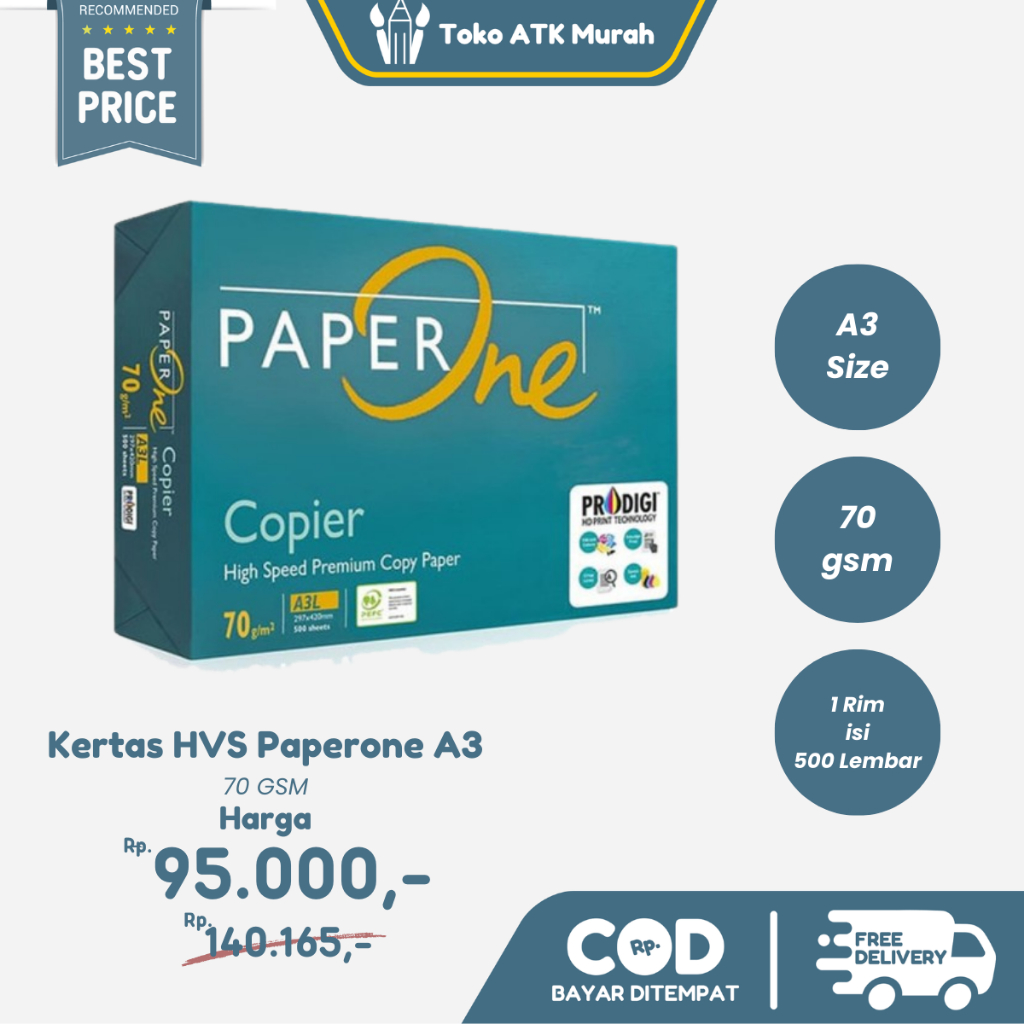 Jual Kertas HVS A3 75 Gsm Paper One ( 1 Rim Isi 500 Lembar ) - Kertas ...