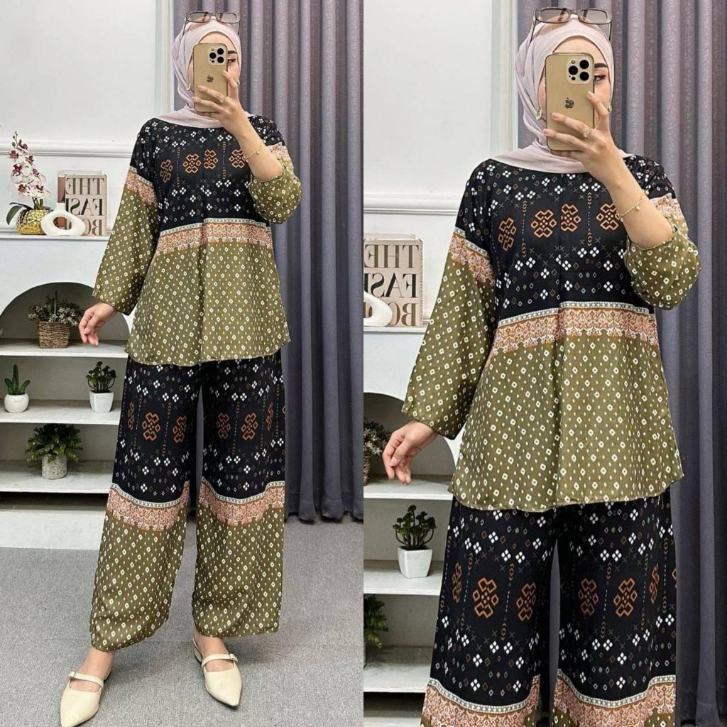 Jual Setelan Rayon adem Celana Kulot Busui Set Wanita Terbaru Onset ...