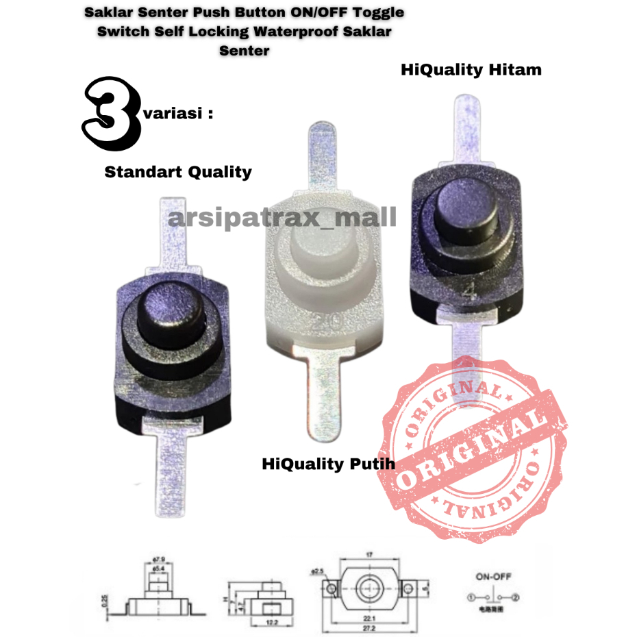 Jual Saklar Senter Push Button ON/OFF Toggle Switch Self Locking ...