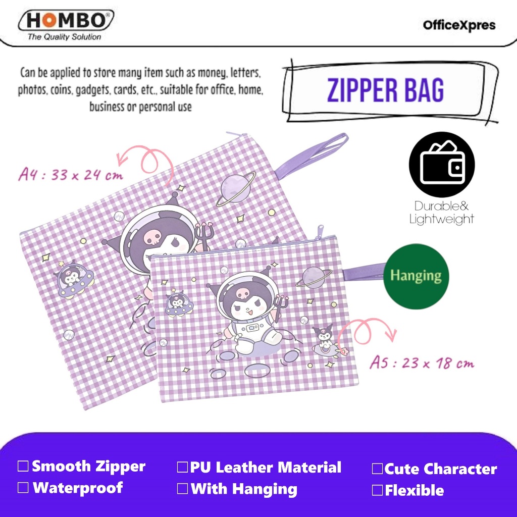 Jual Zipper Bag PU Leather TP-98350 / Map Zipper Kuromi , Capybara ...
