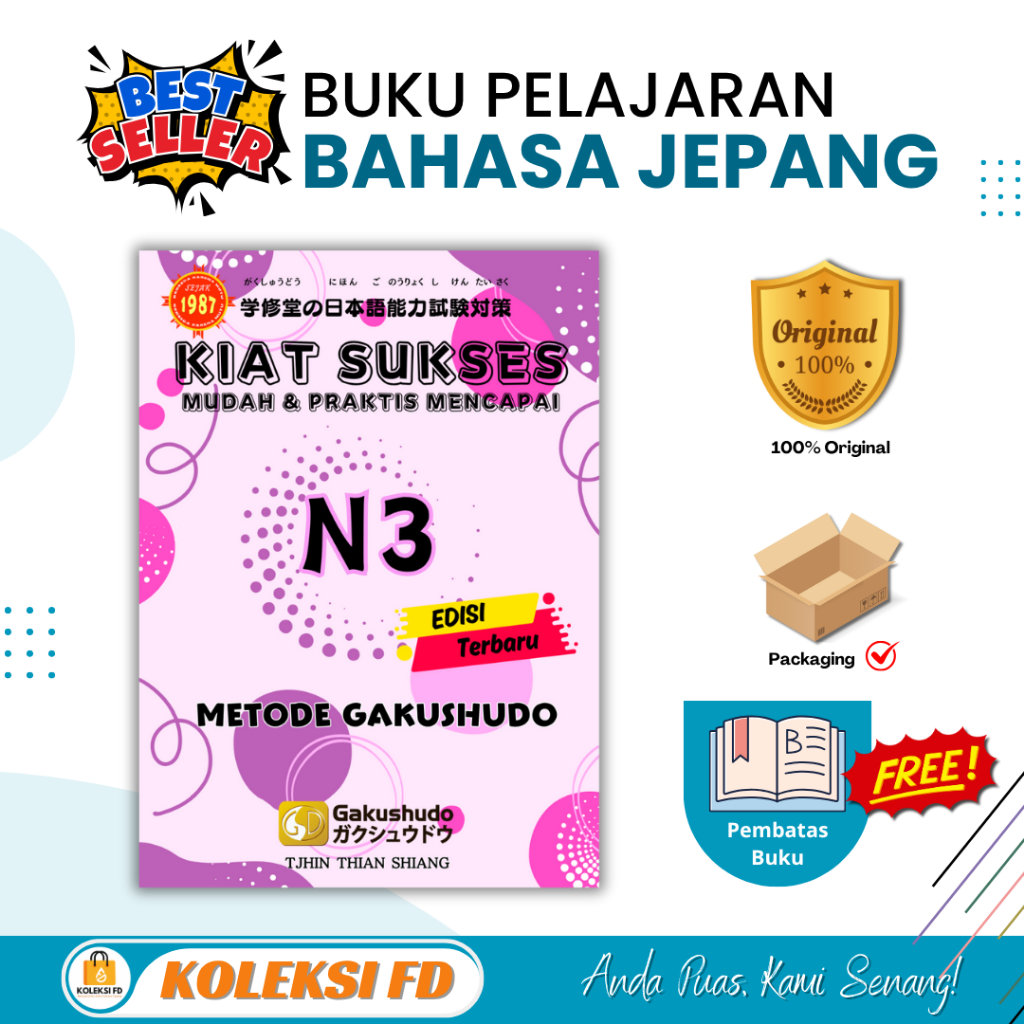 Jual BUKU BAHASA JEPANG || Kiat Sukses N3 Metode Gakushudo 100% ...