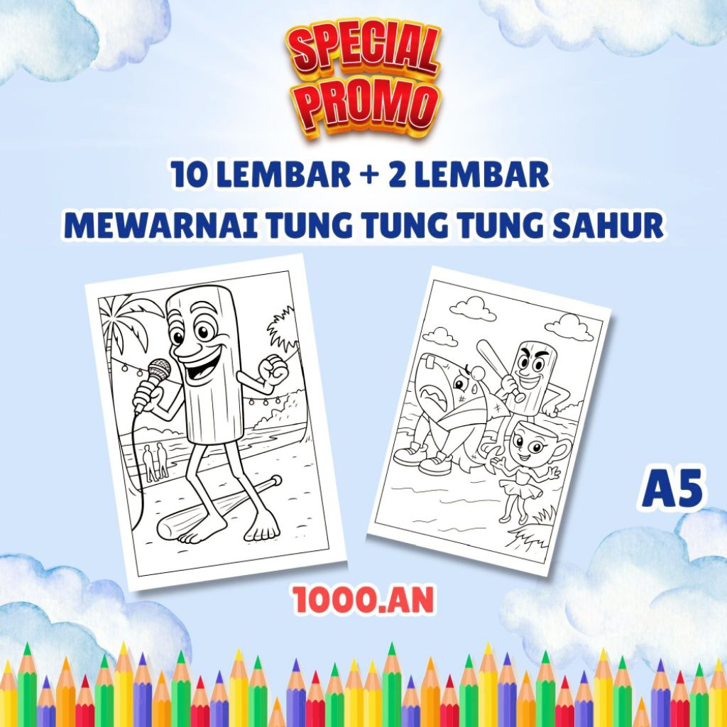 Jual Lembar mewarnai anomali tung tung tung sahur - paket 10+2 lembar ...