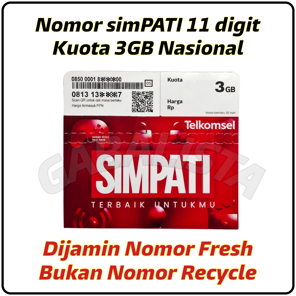 Jual #RE2 Nomor Cantik Simpati 11 Digit Prabayar Kartu Perdana Telkomsel Kuota 3gb | Shopee ...
