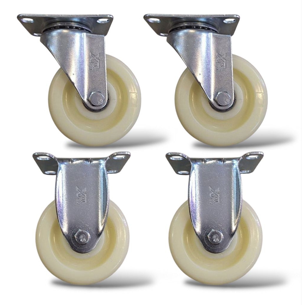 Jual RODA TROLI - RODA NILON MEDIUM DUTY 4 INCH - 1SET( 2HIDUP + 2MATI ...