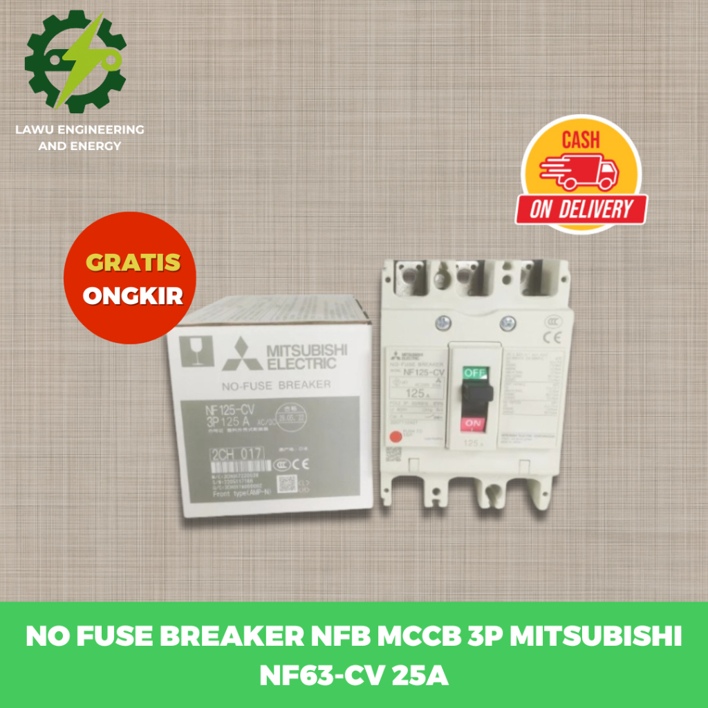 Jual NO FUSE BREAKER NFB MCCB 3P MITSUBISHI NF63-CV 25A | Shopee Indonesia