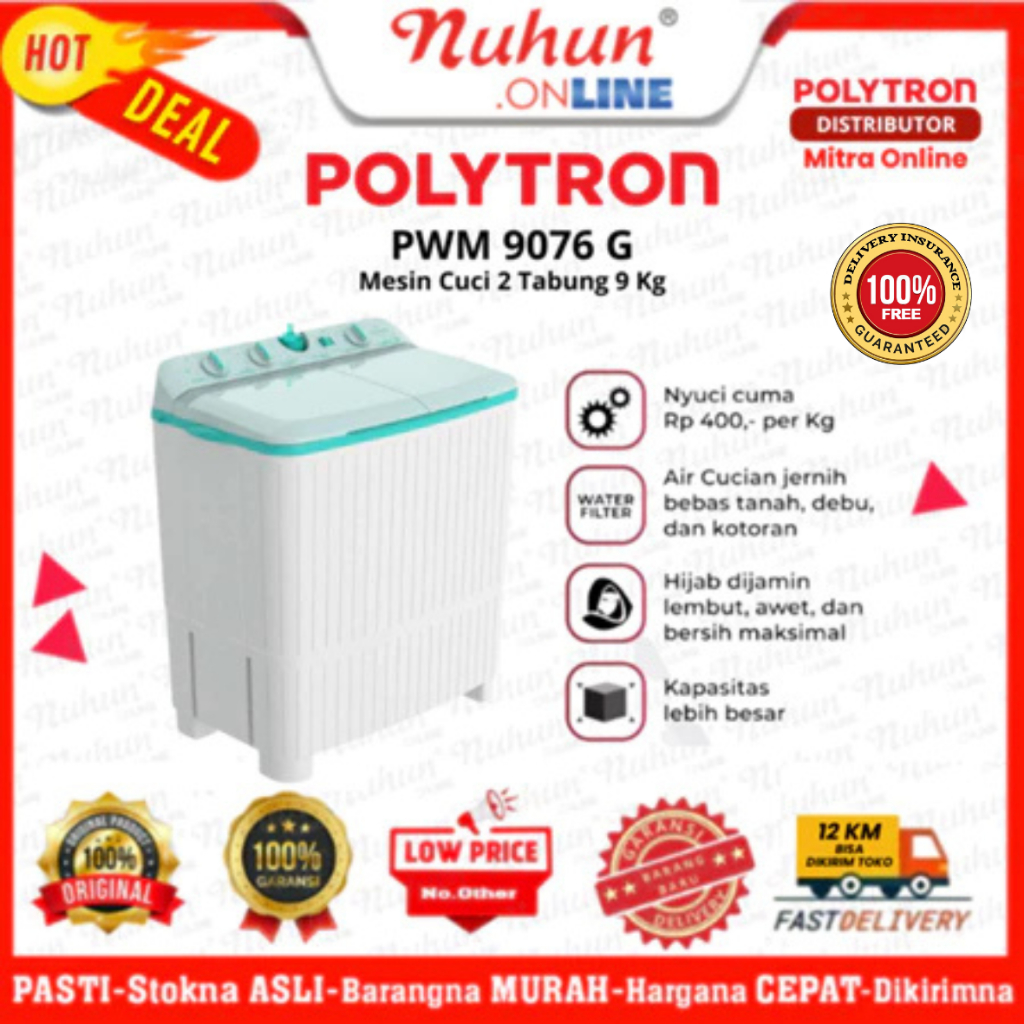 Jual Polytron Mesin Cuci 2 Tabung PWM 9076 G | Shopee Indonesia
