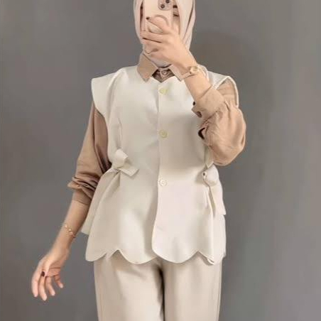 Jual OUTER VEST TALI PINGGANG / VEST KOREAN STYLE / VEST REMAJA WANITA ...