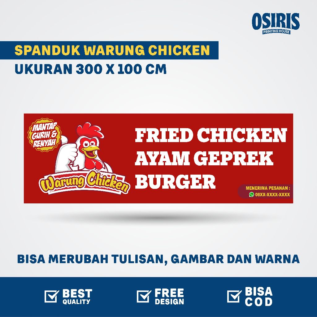 Jual CETAK SPANDUK/BANNER WARUNG CHICKEN - UKURAN 300 X 100 CM | Shopee ...
