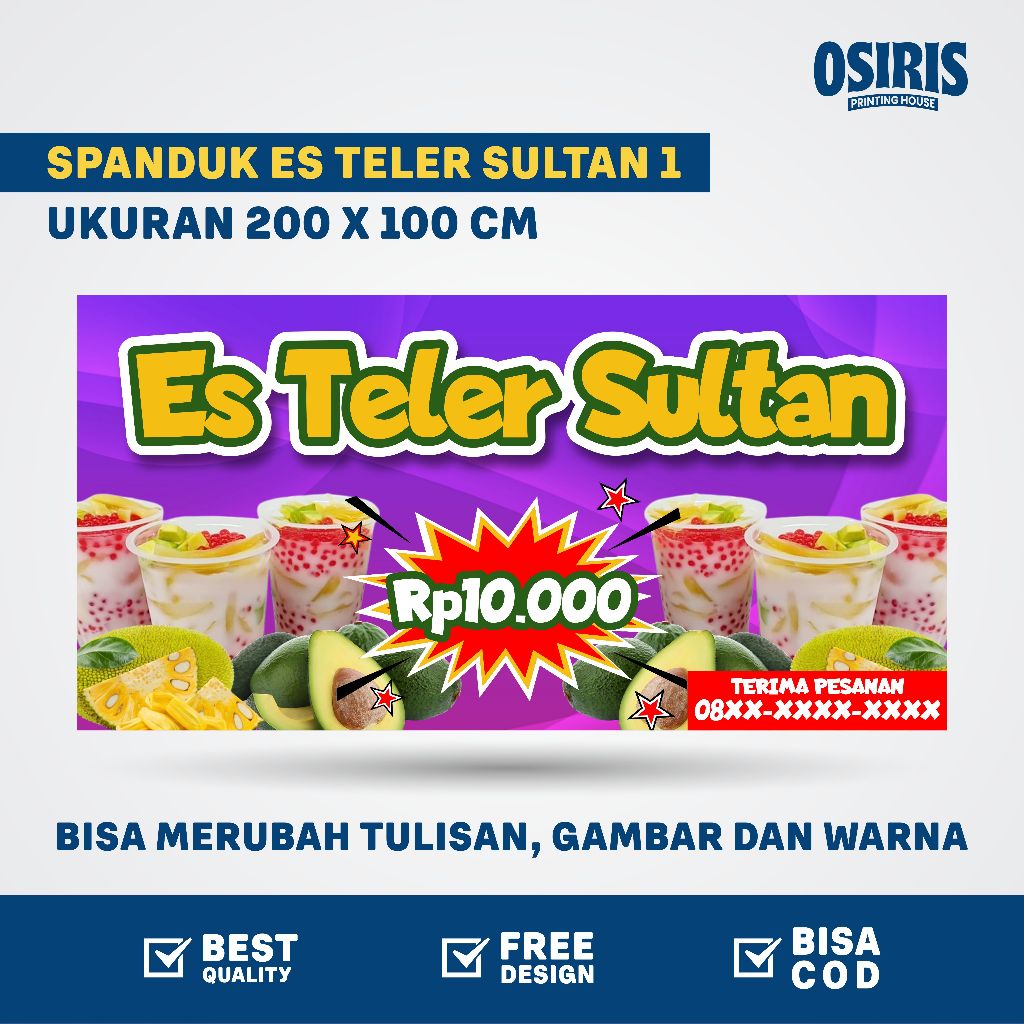 Jual CETAK SPANDUK/BANNER ES TELER SULTAN 1 - UKURAN 200 X 100 CM ...
