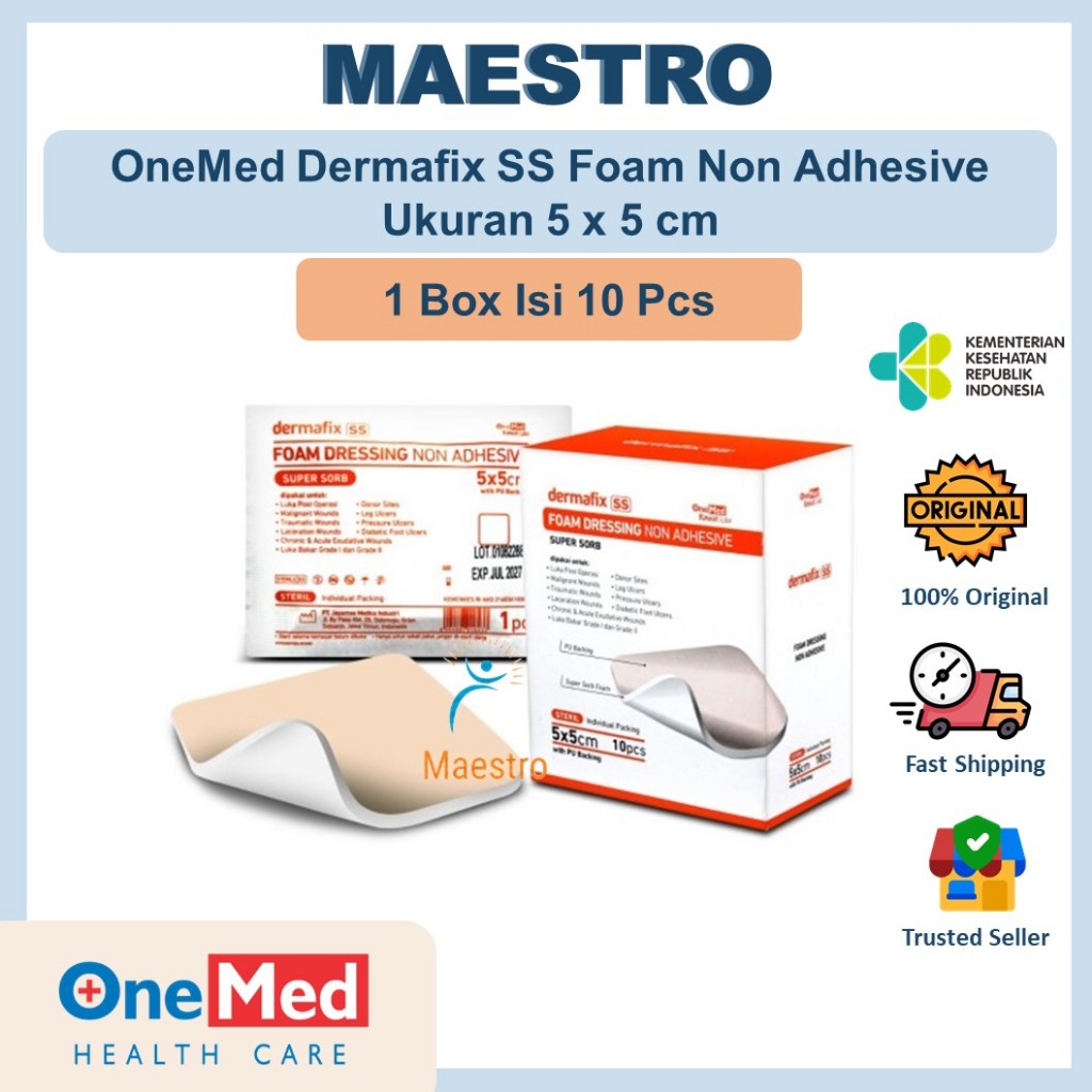 Jual OneMed Dermafix SS Foam Dressing Non Adhesive 5x5 cm 5 x 5 cm 5cm ...