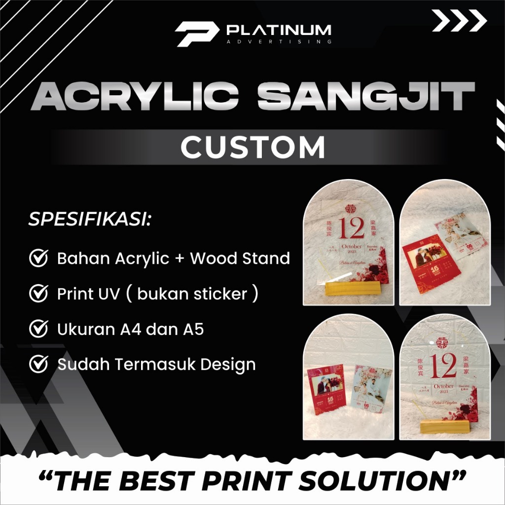 Jual CETAK / CUSTOM ACRYLIC KALENDER SANGJIT / Wedding / Kalender ...
