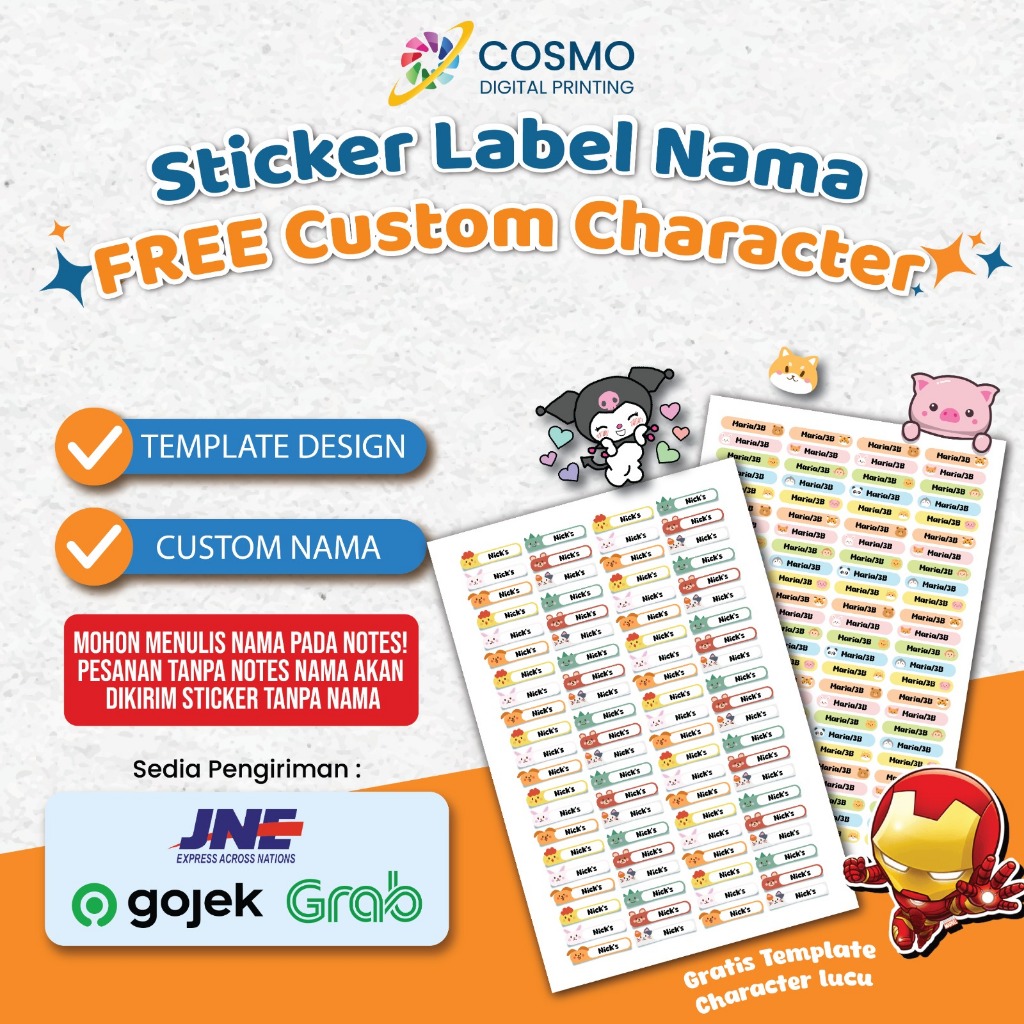 Jual Cetak Sticker Label Nama Anak - CUSTOM DESIGN SESUAI KEINGINAN ...