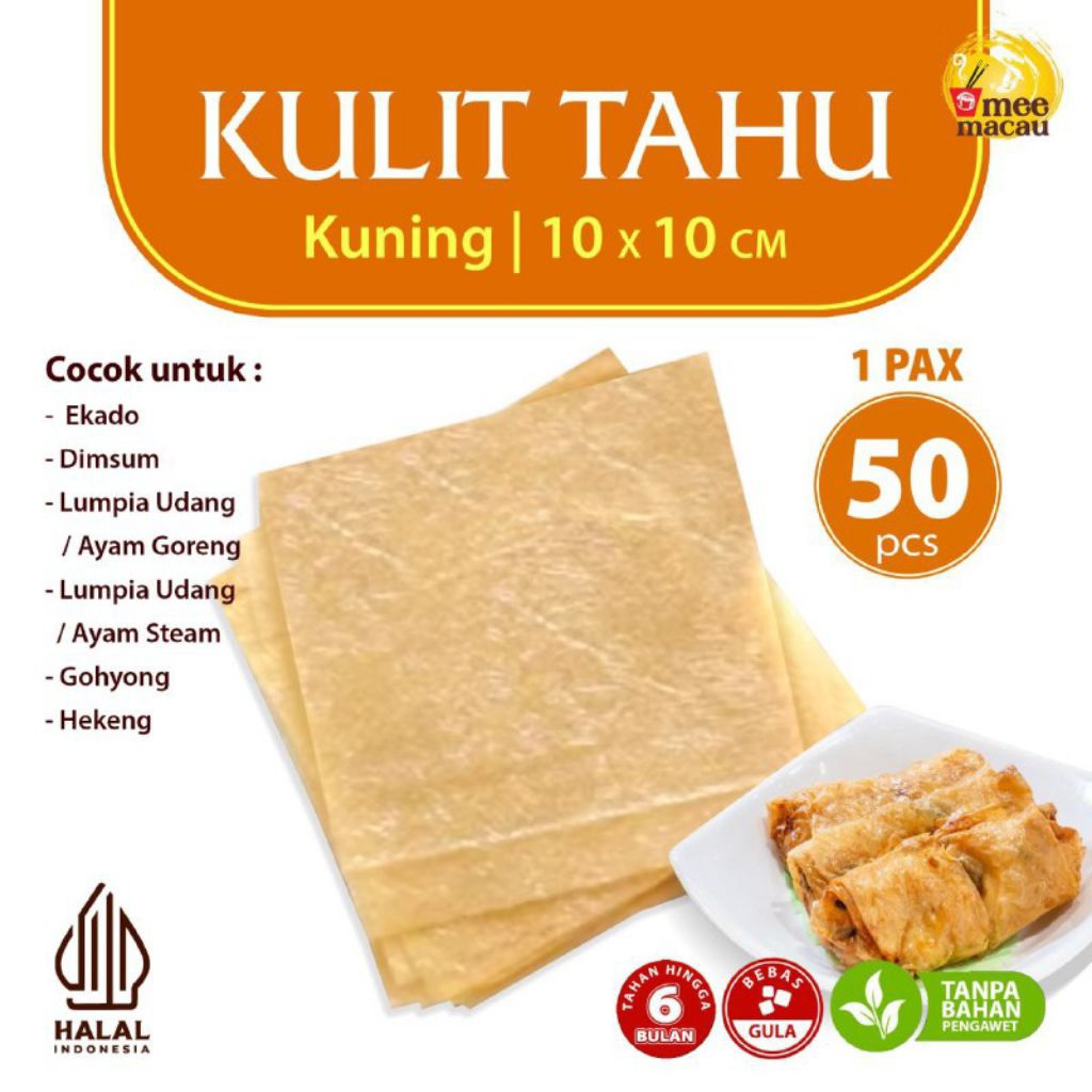 Jual [10X10 CM] Kulit Tahu Tawar 50 Lembar 10x10 | Halal Lentur Cocok ...
