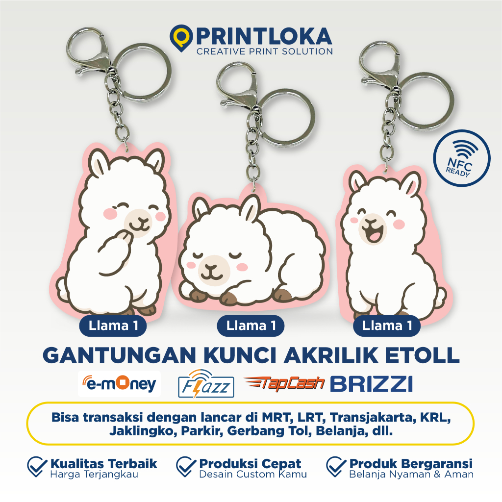 Jual All Ride Charm Llama Etoll Emoney Flazz Tapcash Brizzi Keychain ...