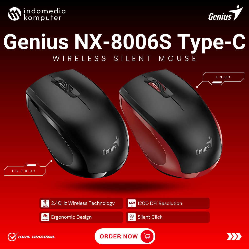 Jual Genius NX-8006S Mouse Wireless Silent Type C for Windows, macOS ...
