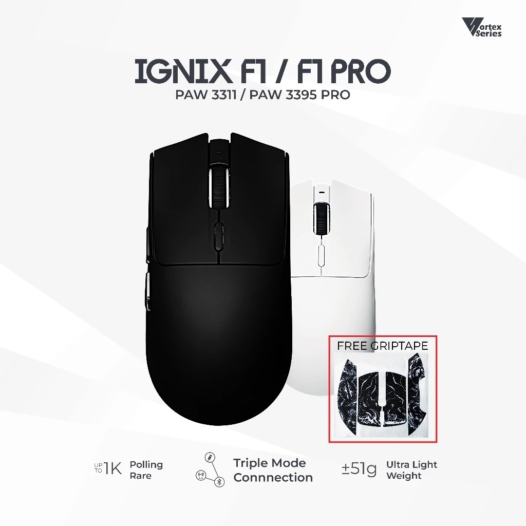 Jual Vortexseries IGNIX F1 PRO / F-1 Wireless 3 in 1 Ultralight Gaming ...