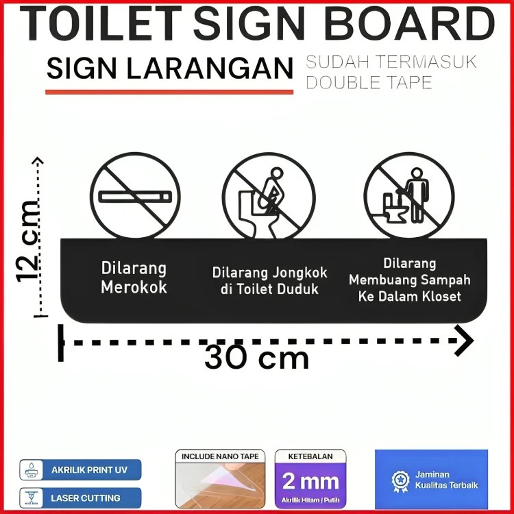 Jual Sign toilet signboard Akrilik Larangan Toilet Hollow UV Print ...