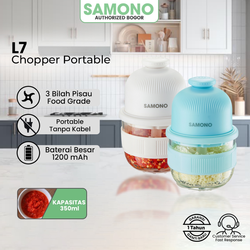 Jual SAMONO New Portable Chopper 350ml Batterai 1200mAh 3 Mata Pisau SW ...