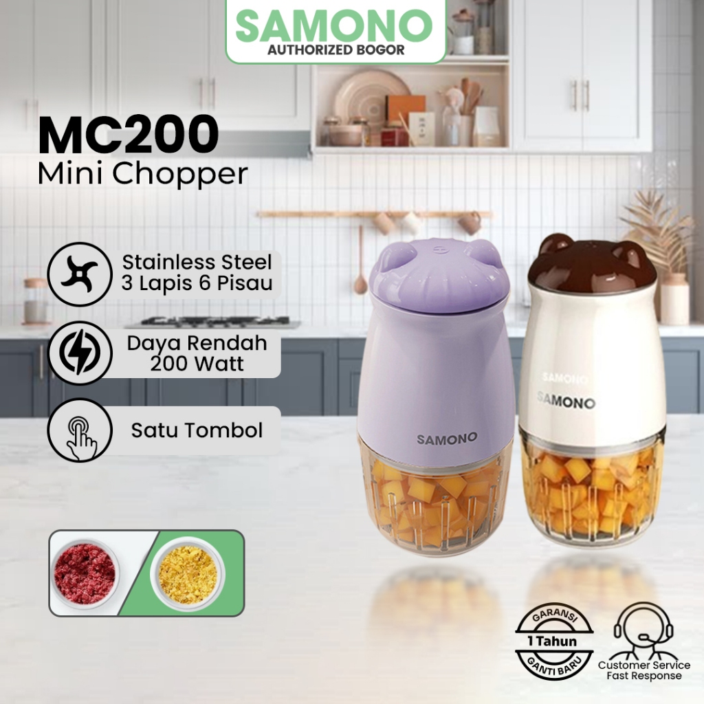Jual SAMONO Food Chopper Multifungsi 300ml Penghalus Daging dan Bumbu ...