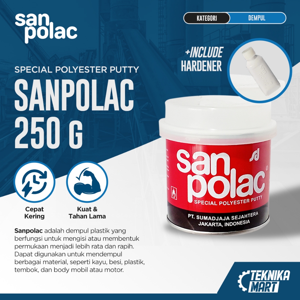 Jual SANPOLAC 250 gram | Dempul Serbaguna Plastik Besi Kayu - Teknus ...