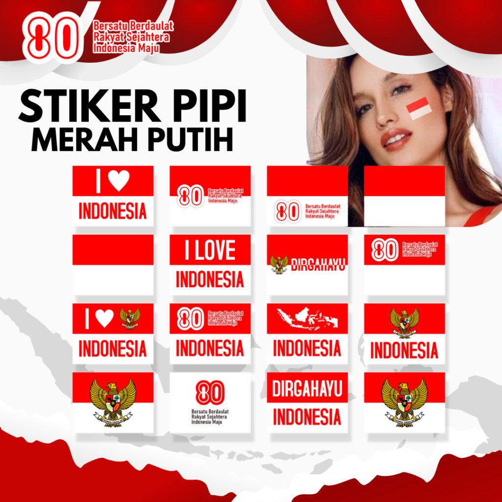Jual Stiker Label Bendera Merah Putih Stiker Tempel Pipi Paling Murah ...