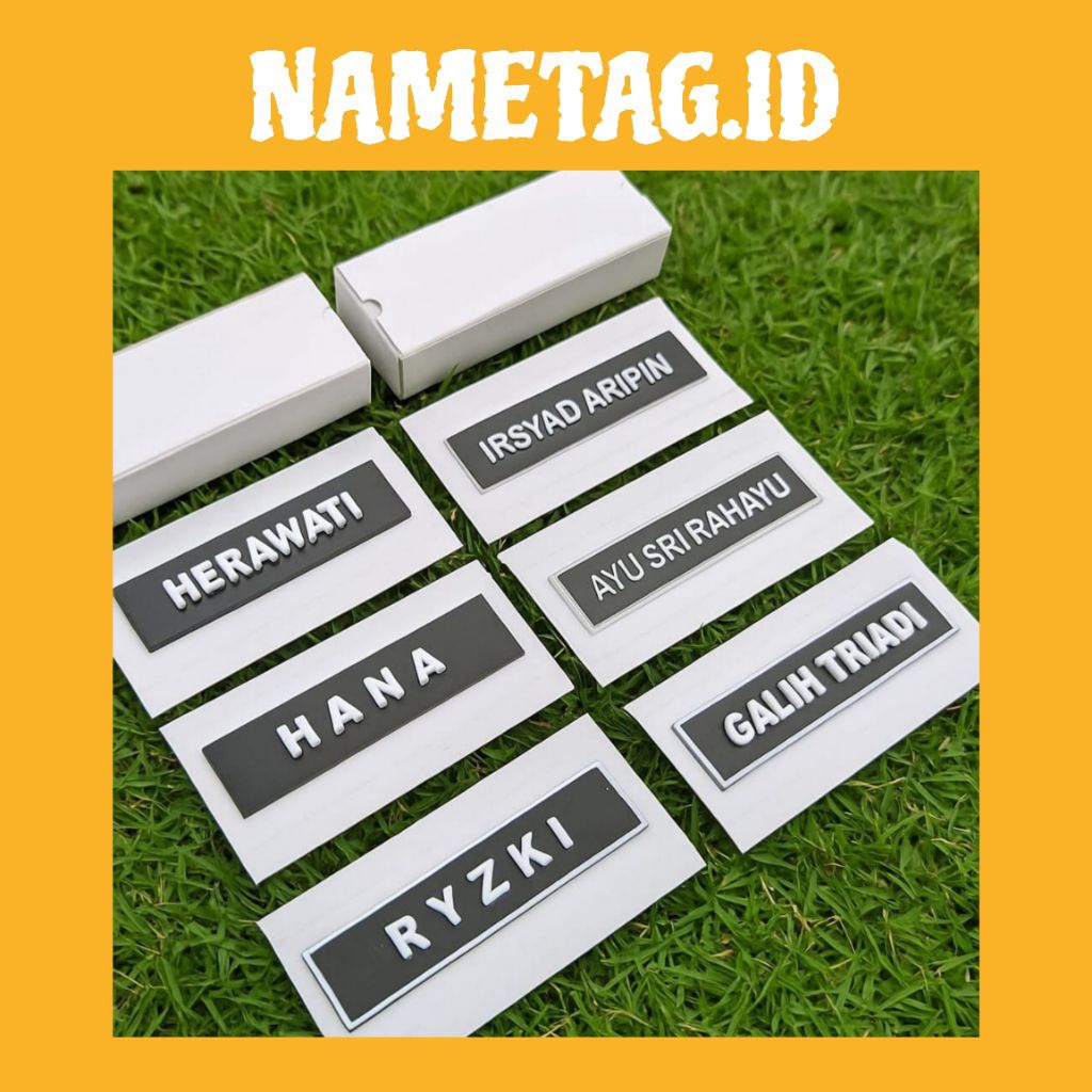 Jual NAMETAG PAPAN NAMA TIMBUL 3D GRAFIR DATAR FUL HITAM LIS PUTIH 2X8 ...