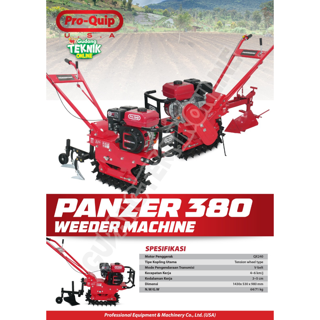 Jual Mesin Bajak Sawah PROQUIP PANZER-380 WEEDER MACHINE / Land ...