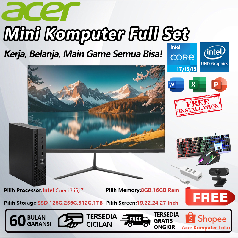 Jual Acer Mini PC Cpu Komputer HD Ultra Tipis Terbaru 1 Set Intel Core i3/i5/i7 untuk Rumah ...