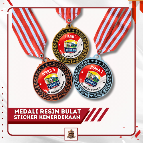Jual Medali Resin Motif Bulat Sticker Custom Plus Tali | Hadiah ...