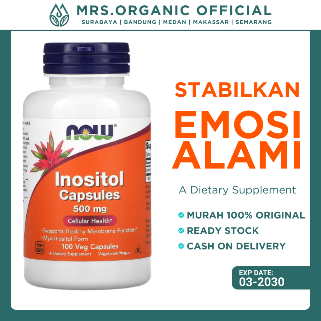 Jual Vitamin Suplemen Now Foods Inositol 500mg 100 Vegetarian Capsules ...