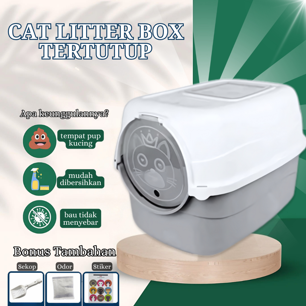 Jual CAT LITTER BOX KUCING TERTUTUP LITER BOX TOILET KUCING TERTUTUP ...