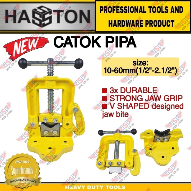 Jual HASSTON Catok Pipa No.1 Ragum Pipa 1/2"-2" Penjepit Pipa 0720-100 Pipe Vice | Shopee Indonesia