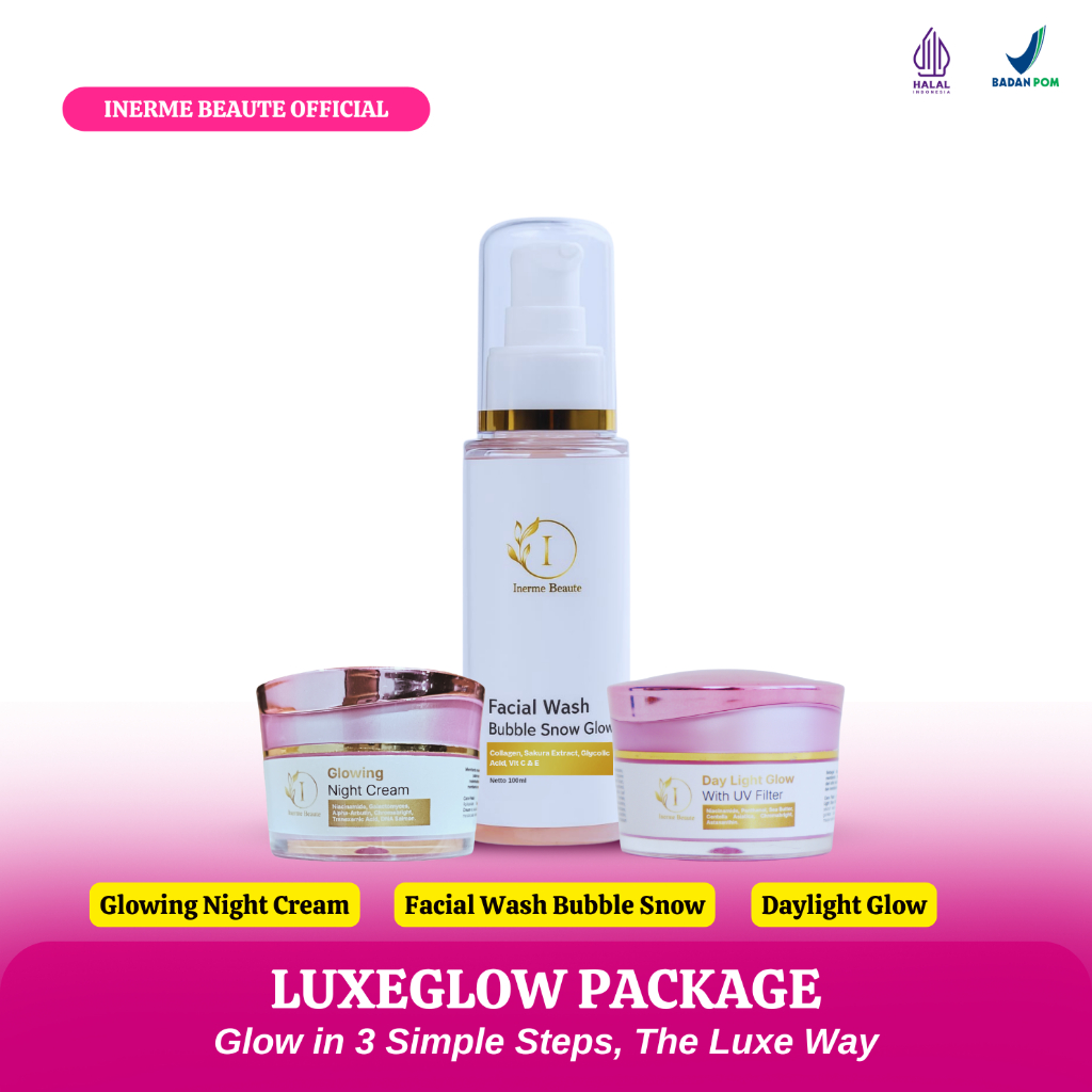 Jual Inerme Beaute LuxeGlow Package 3 in 1 Series - Paket Skincare Glow ...