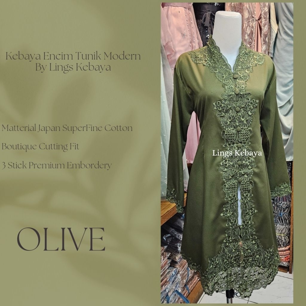 Jual Kebaya Encim Modern Tunik Burgundy Milo Pink Rosegold Navy Hitam ...