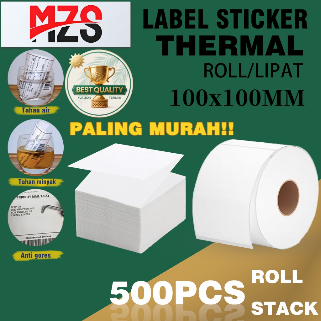 Jual Label Thermal 100x100mm Isi 500pcs Roll Waterproof / lipat Stiker ...