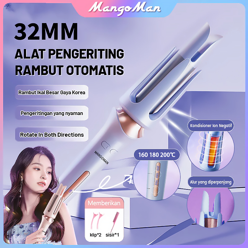 Jual Mangoman Catokan Curly Otomatis 32MM Ceramics Curly Rambut Alat Kriting Rambut Catokan ...