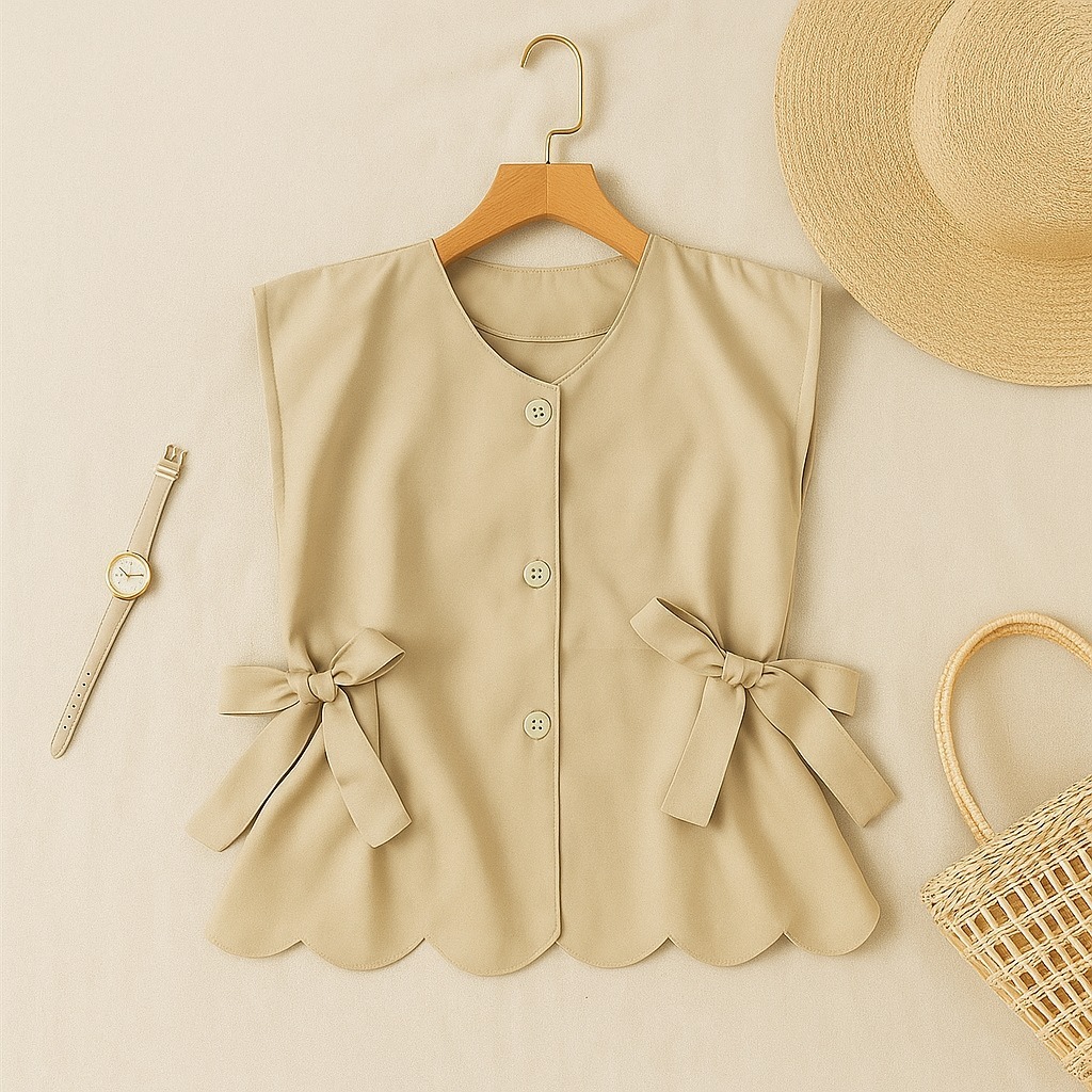 Jual CHERISH VEST WANITA SEMIWOLL / OUTER VEST TALI PINGGANG REMAJA ...