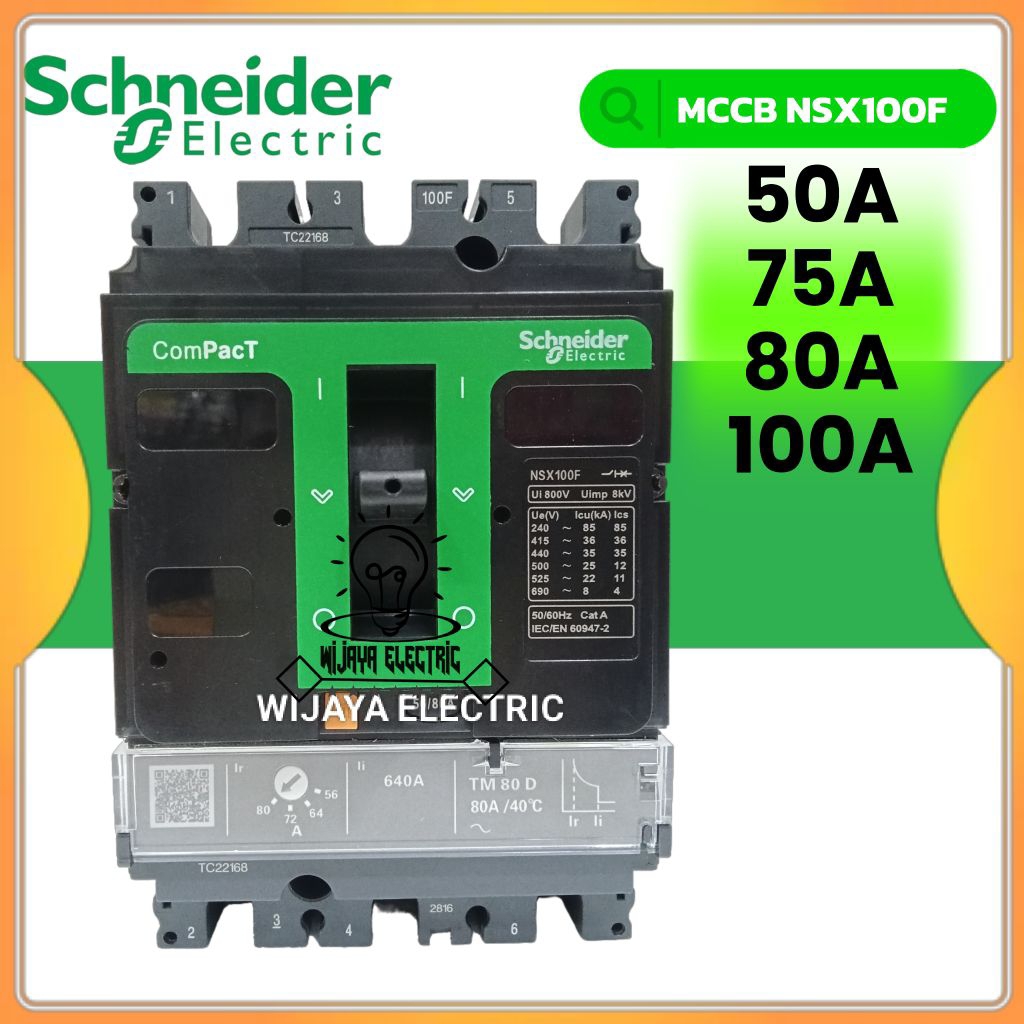 Jual MCCB 50A 3P 36KA NSX100F C10F3TM050C SCHNEIDER ORIGINAL breaker ...
