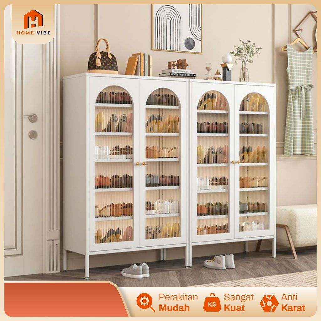 Jual Lemari Display Kaca Garis Full Besi Lemari Hias Tas Buku Minimalis ...