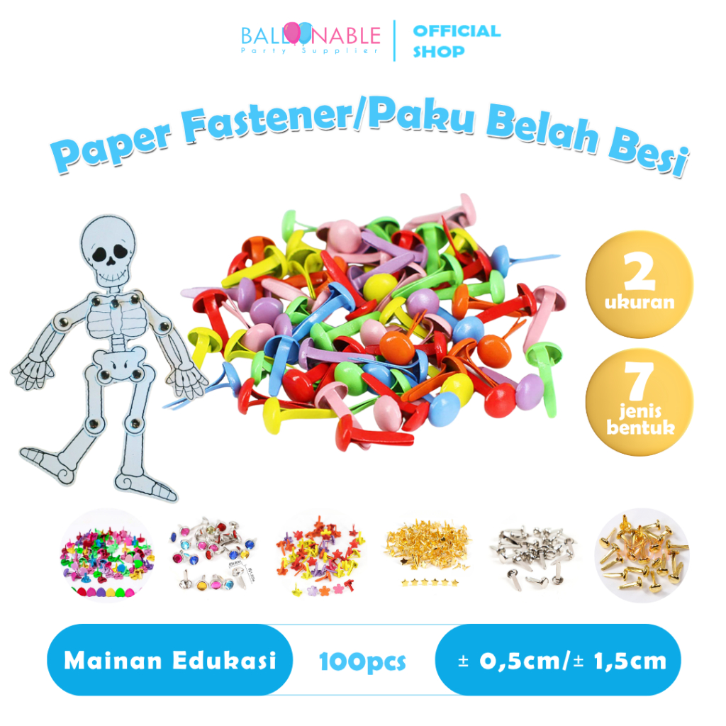 Jual 100pc Paku Belah Besi Pengikat Kertas Warna Warni Gold Silver ...