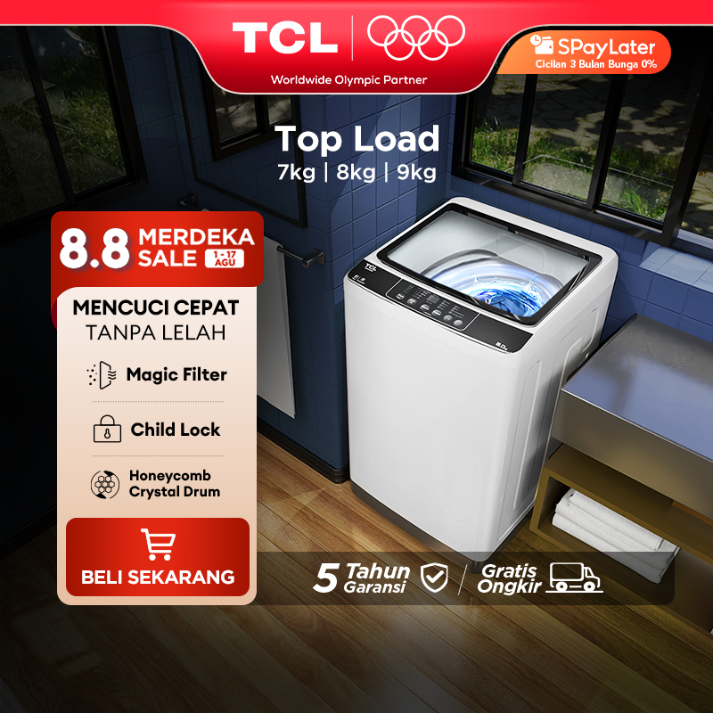 Jual TCL MESIN CUCI 1 TABUNG - TOP LOADING SERIES - Honeycomb Crystal ...