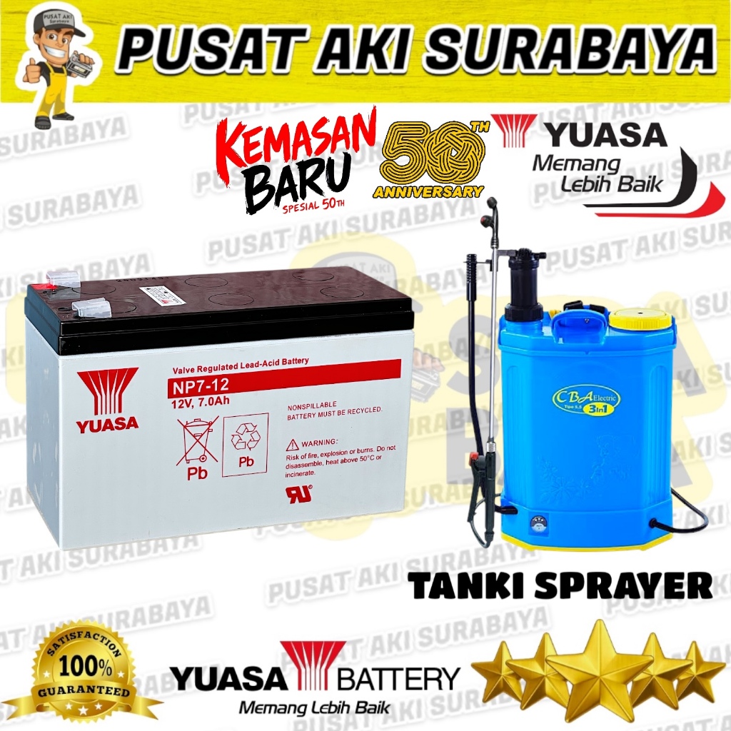 Jual AKI SPRAYER YUASA 12V 7AH BATTERY TANGKI SEMPROT PERTANIAN ...