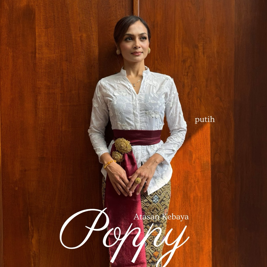 Jual Kebaya Bali Poppy Kerah Shanghai | Kebaya Katun Bordir Timbul 3D ...