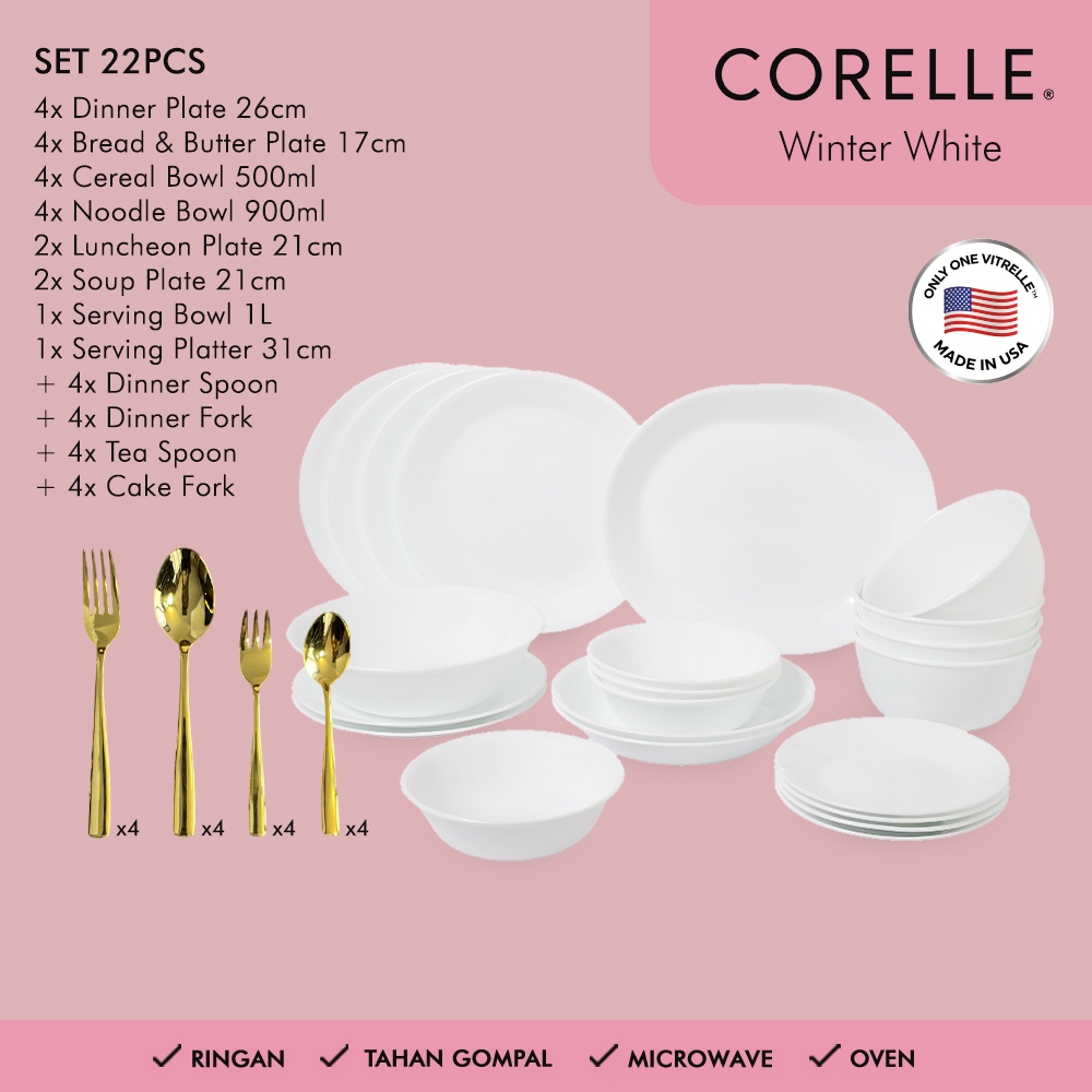 Jual CORELLE Winter White Dinner Set / Set Piring Makan / Set Piring ...