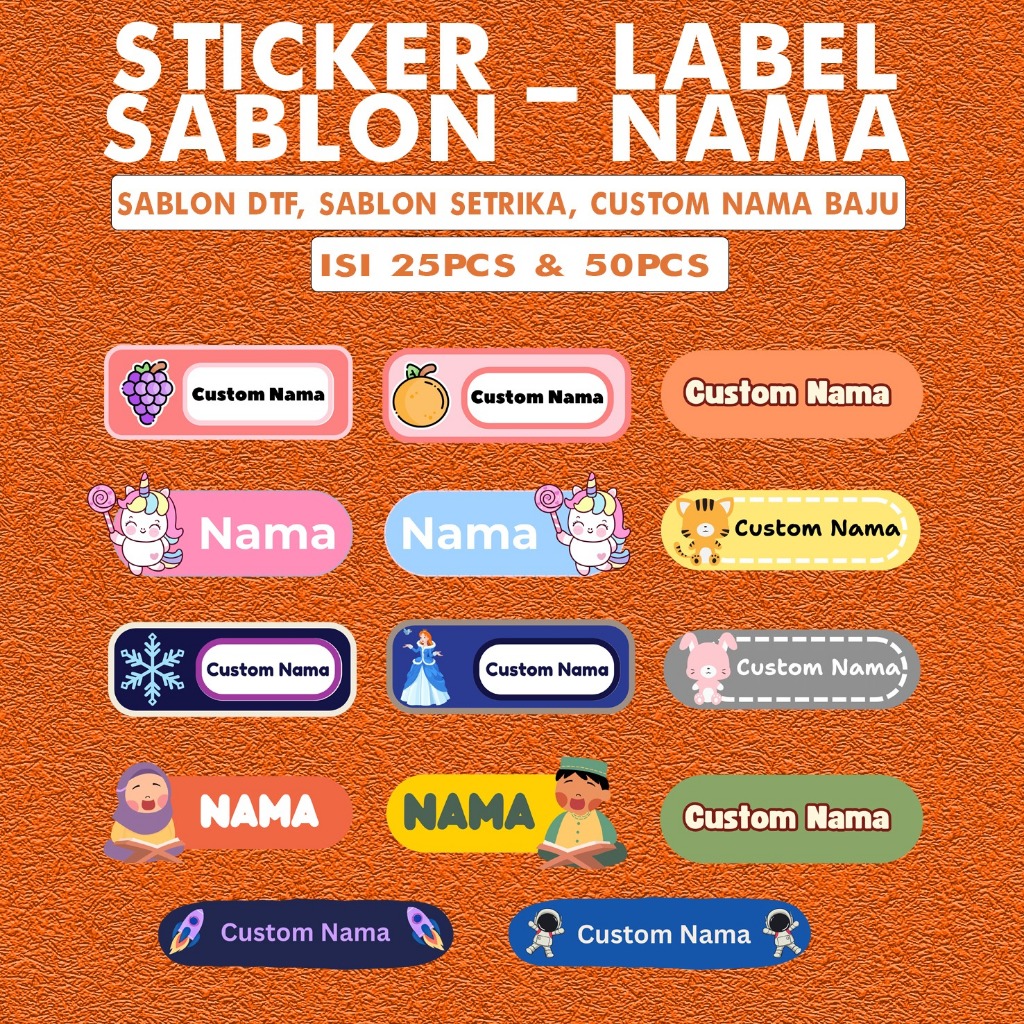 Jual SABLON DTF - LABEL NAMA CUSTOM - SABLON SETRIKA - STIKER KAIN | 25 ...